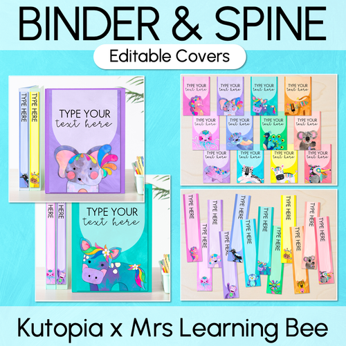 Editable Binder & Spine Labels - The Kutopia Collection - Mrs Learning Bee
