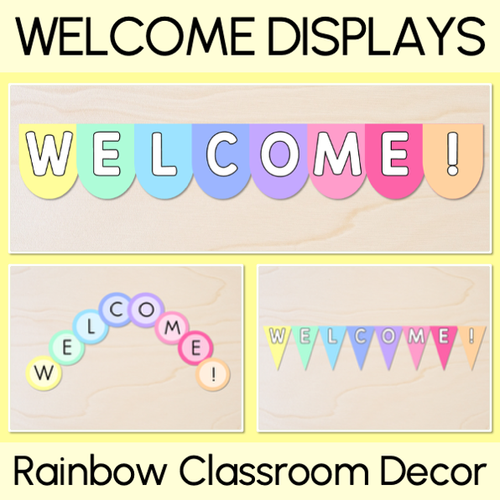 Welcome Display - Rainbow Classroom Decor - Mrs Learning Bee