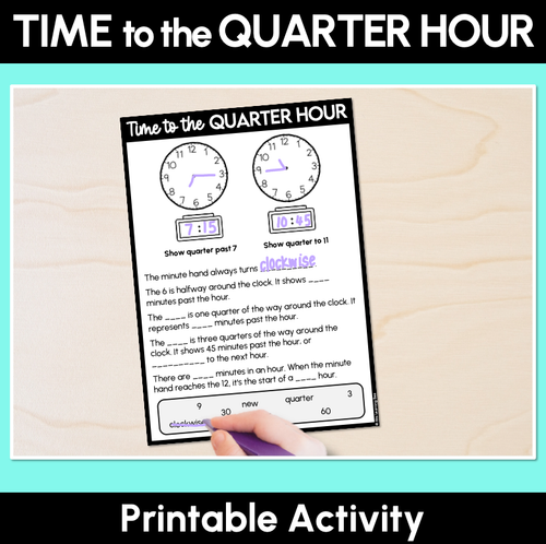 Time to the Quarter Hour – Printable Activity - Mrs Learning Bee
