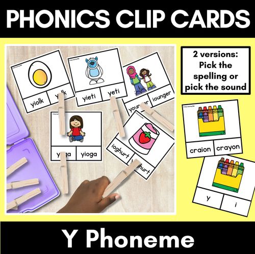 Consonant Phoneme Y Clip Cards - Y, I - Consonant Sounds Phonics Game