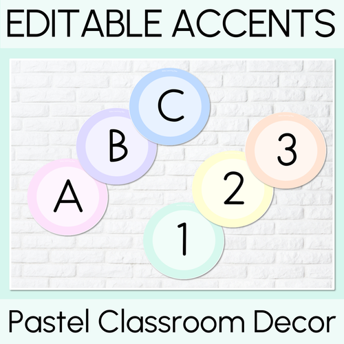 PASTEL CLASSROOM DECOR - Editable Accents - Mrs Learning Bee