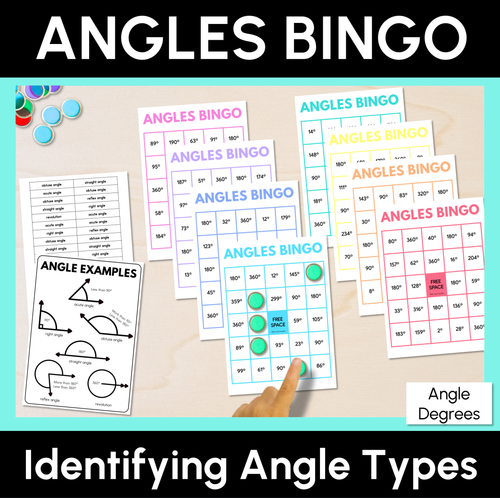 Angles Bingo - Identifying Angles by Angle Degree - Mrs Learning Bee
