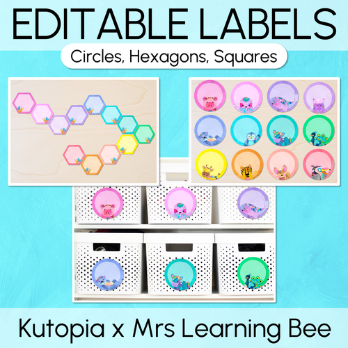 Editable Labels - Circles, Hexagons & Squares - Watercolour Rainbow ...