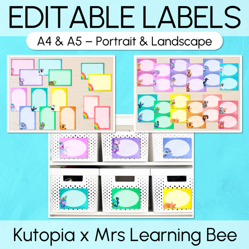 A4 & A5 Portrait & Landscape Editable Labels - Watercolour Rainbow ...