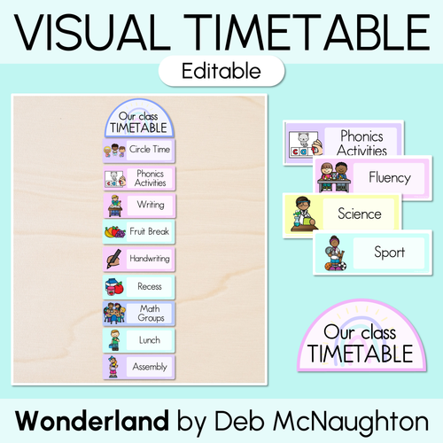 Editable Visual Timetable or Class Schedule - The Wonderland Collection