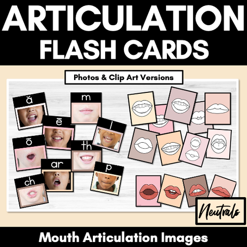 Mouth Articulation Flash Cards NEUTRAL - Mrs Learning Bee