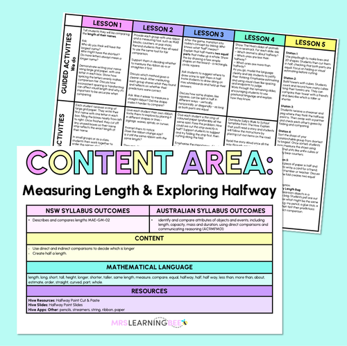 Measuring Length & Exploring Halfway - Kindergarten/Foundation Program