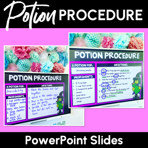 POTION PROCEDURES - Halloween Writing PowerPoint Slides