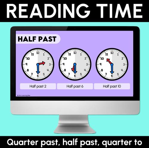 Reading Time (Quarter Past, Half Past, Quarter To) - Digital Slides