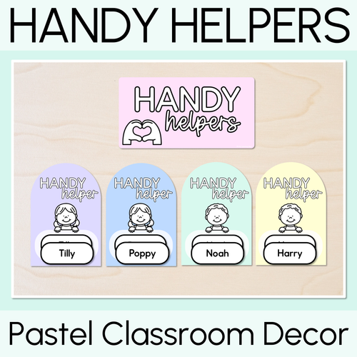 Handy Helpers Classroom Jobs Display - Pastel Classroom Decor