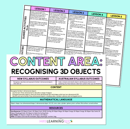 Recognising 3D Objects - Grade 1 & 2 Program - Mrs Learning Bee