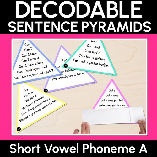 SHORT VOWEL PHONEME A WORDS - Decodable Sentence Pyramids - Phonics Fluency