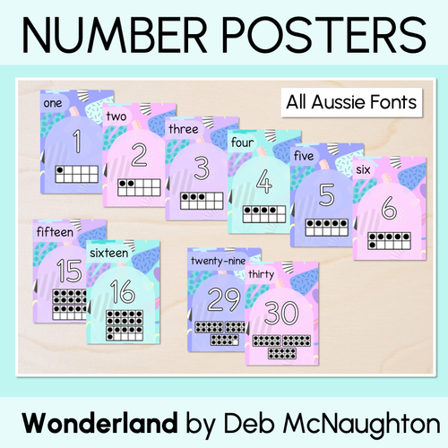 Number Posters 1-30 - The Wonderland Collection - Mrs Learning Bee