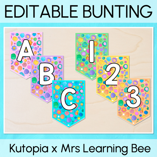 Editable Bunting - Alphabet & Numbers - The Kutopia Collection