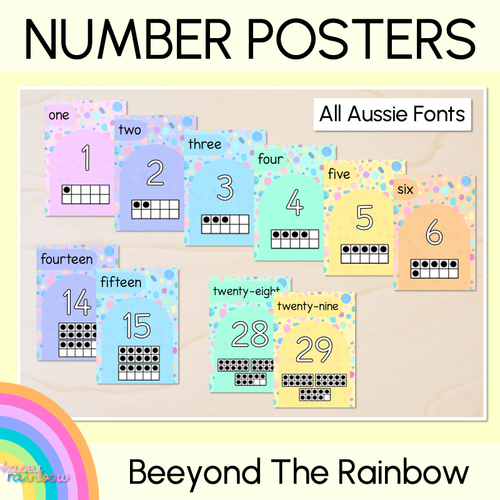 Number Posters 1-30 - The Kasey Rainbow Collection - Mrs Learning Bee