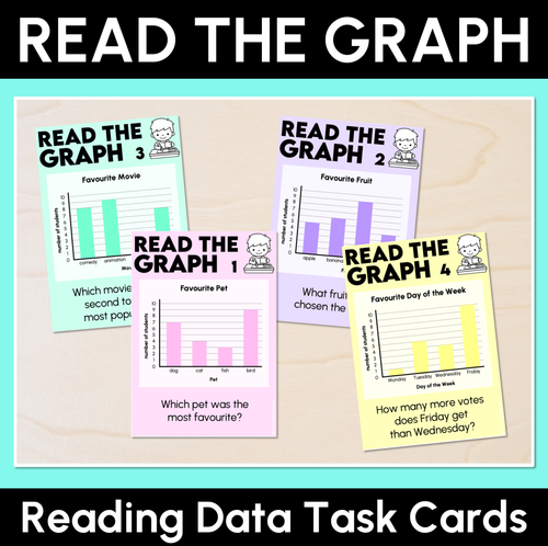 Read the Graph - Reading Data Task Cards - Mrs Learning Bee