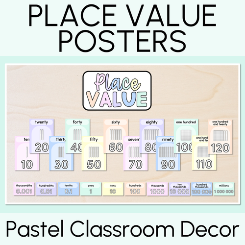 Place Value Posters - Pastel Classroom Decor - Mrs Learning Bee