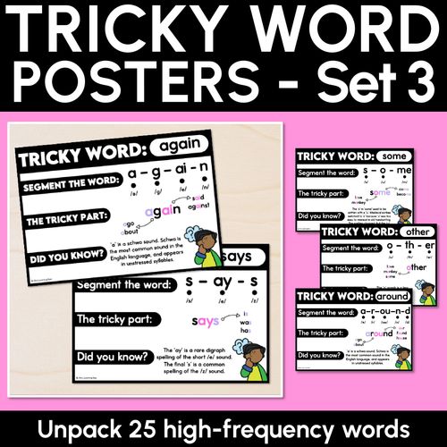 High Frequency Heart Word Posters SET 3- WORDS WITH TRICKY SPELLINGS