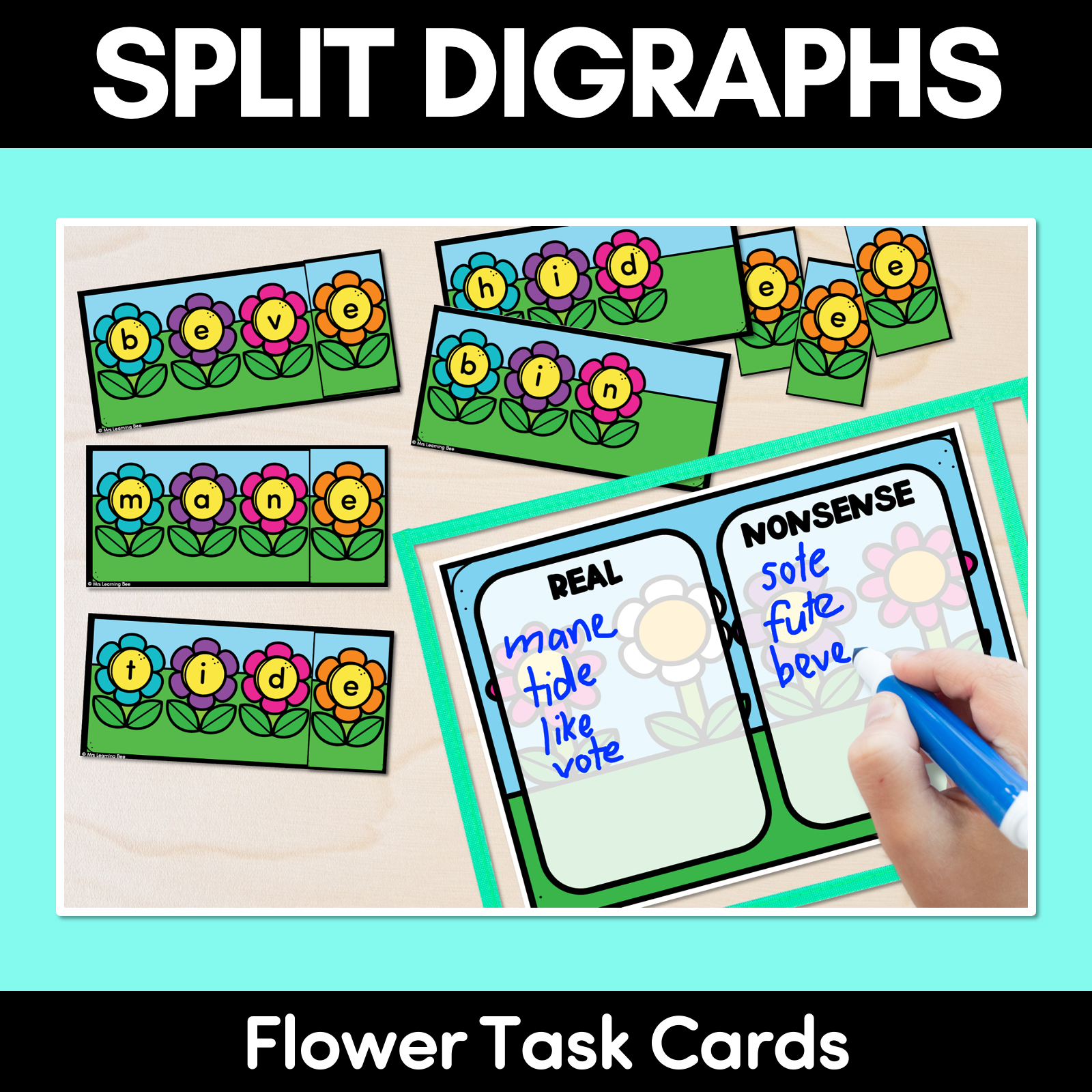 Split Digraph CVCe Word Task Cards - Real or Nonsense Decodable Words ...