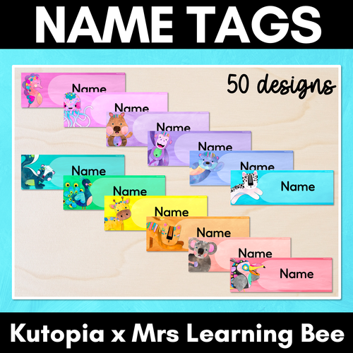 Student Name Tags - Editable - The Kutopia Collection - Mrs Learning Bee