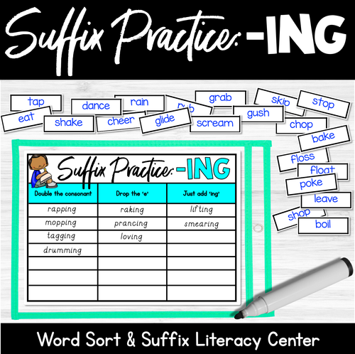 Adding ING - Suffix Rule Literacy Center - Mrs Learning Bee