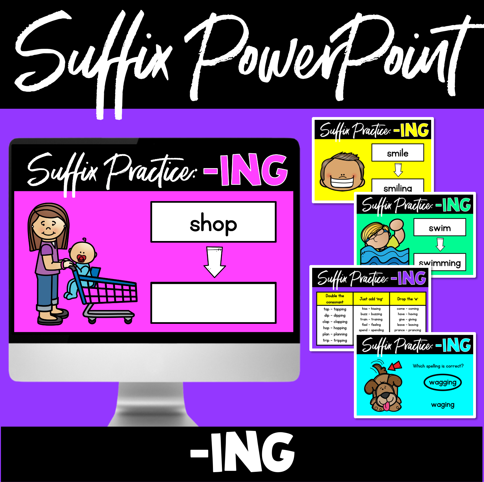 Adding ING - Suffix Rule PowerPoint - Mrs Learning Bee