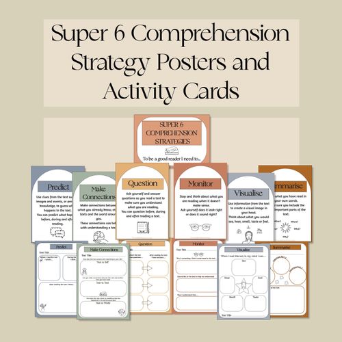 Super Six Comprehension Strategies and Activity Cards - Mrs Learning Bee