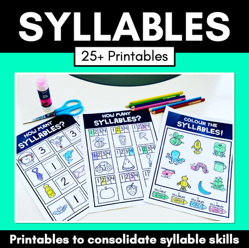 SYLLABLE WORKSHEETS - Phonological Awareness Activities - Mrs Learning Bee