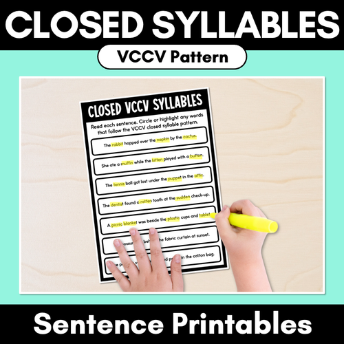 Closed Syllables - VCCV Pattern - Decodable Sentence Printables - Mrs ...