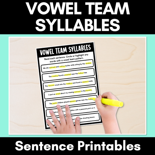 Vowel Team Syllables - Long Vowels & Diphthongs - Decodable Sentence ...