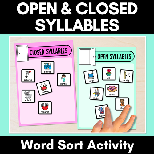 Open and Closed Syllables Word Sort Activity - VCCV and V/CV Pattern ...
