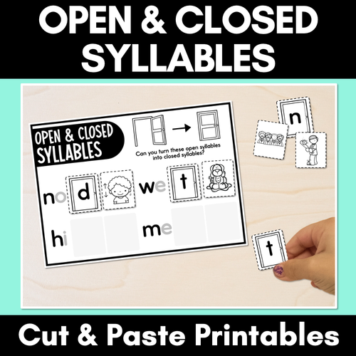 Open and Closed Syllables Cut & Paste Printables - Mrs Learning Bee