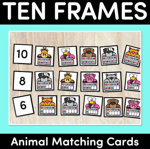 Ten Frame Animal Matching Cards: Numbers 1-10 - Mrs Learning Bee