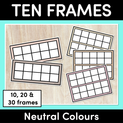 Ten Frame Templates- Neutrals - Mrs Learning Bee