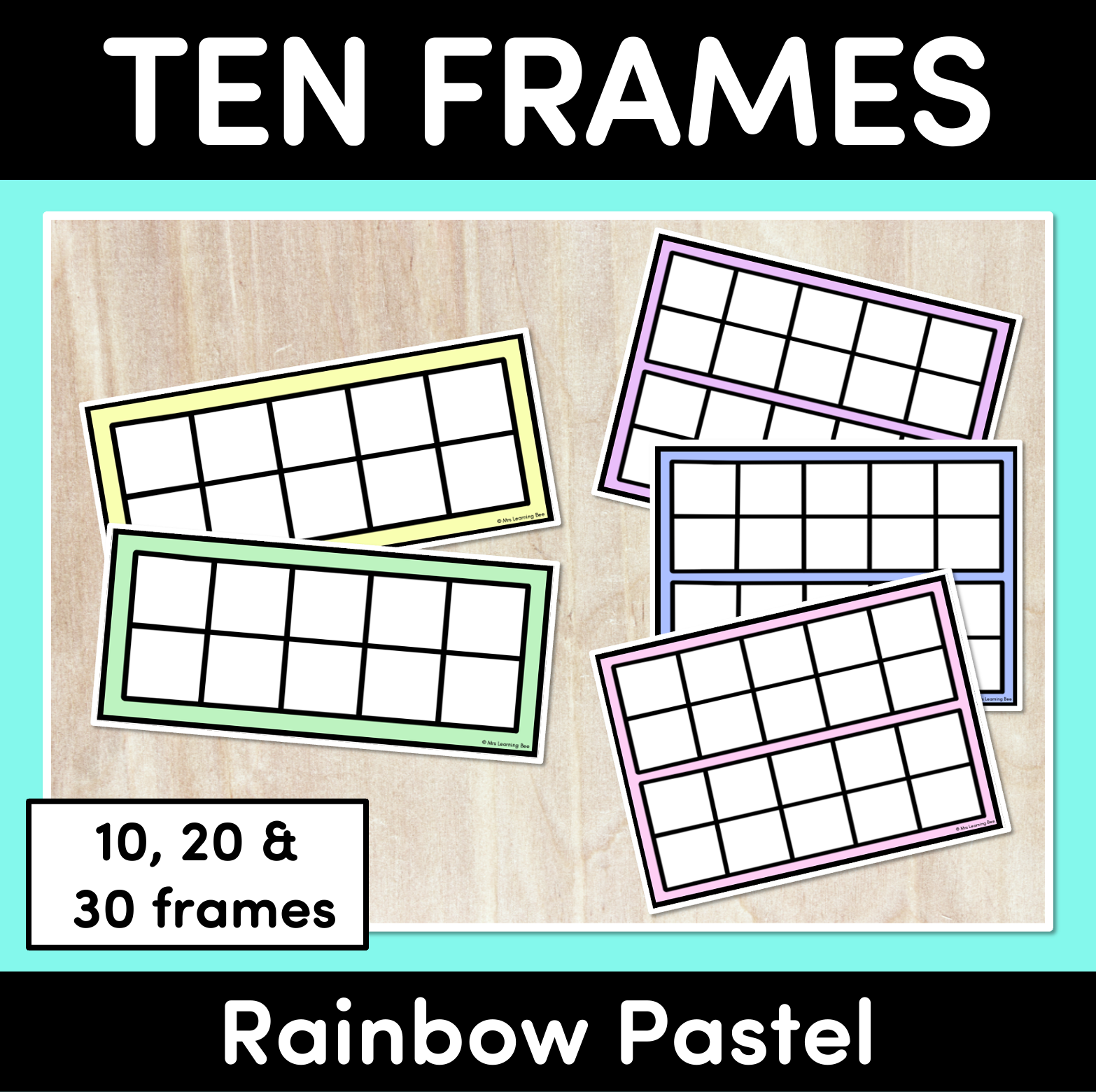 Ten Frame Templates- Rainbow Pastel - Mrs Learning Bee