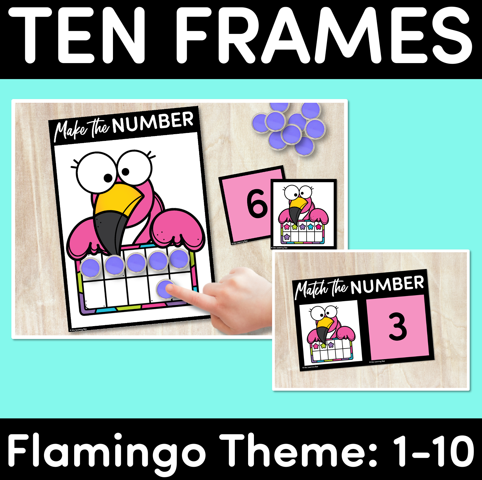 Ten Frames with FLAMINGOS: Numbers 1-10 - Mrs Learning Bee