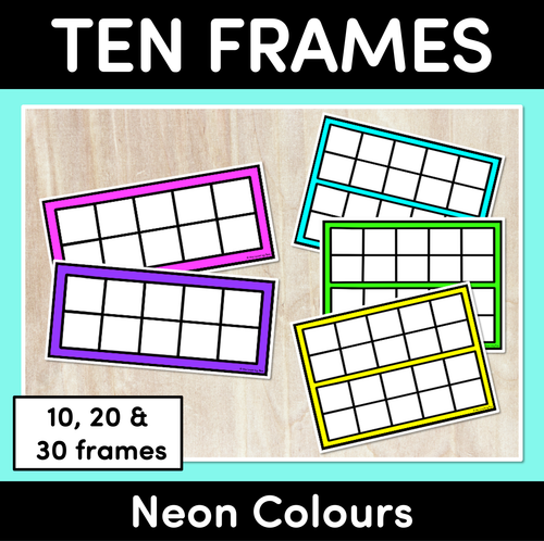 Ten Frame Templates- Neon - Mrs Learning Bee