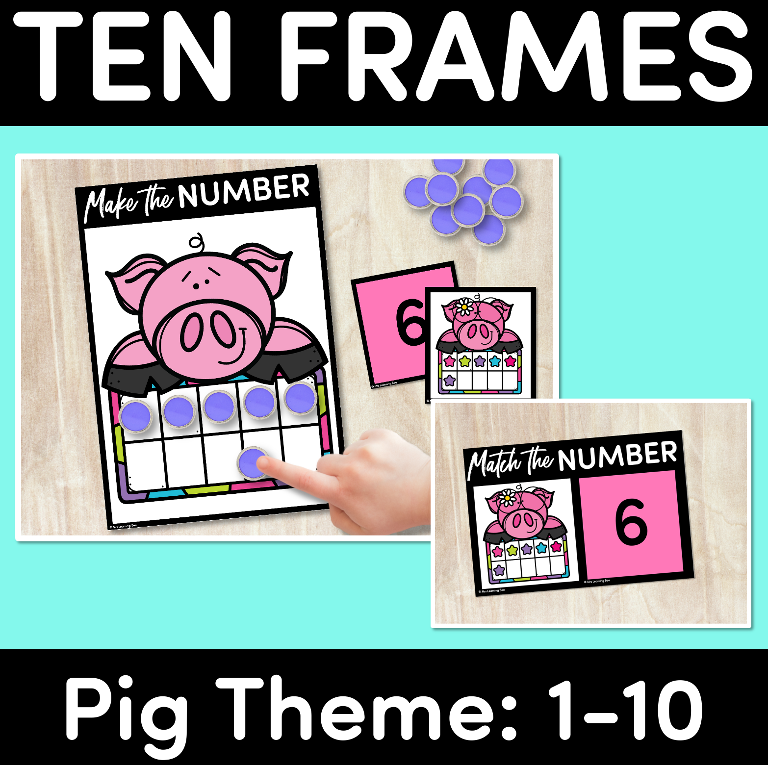 Ten Frames with PIGS: Numbers 1-10 - Mrs Learning Bee