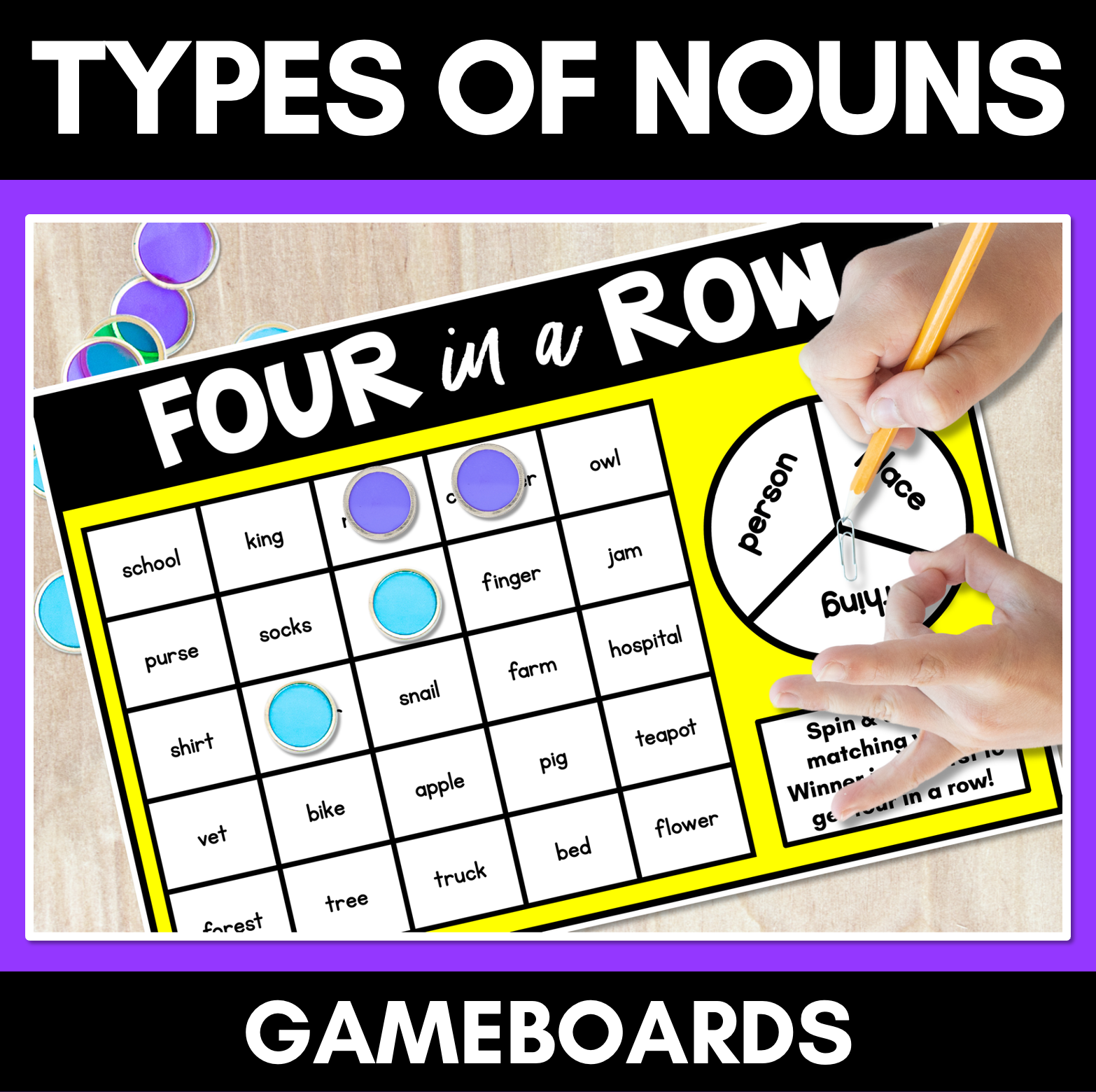 Types of Nouns Game - Person Place or Thing - NO PREP GRAMMAR GAME ...