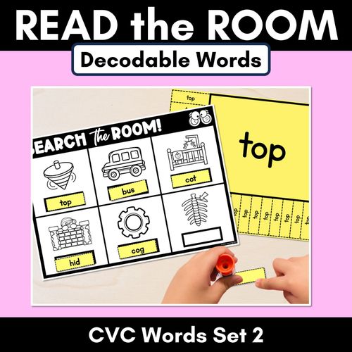 READ THE ROOM - Decodable Words Phonics Activity - CVC Words Set 2 ...