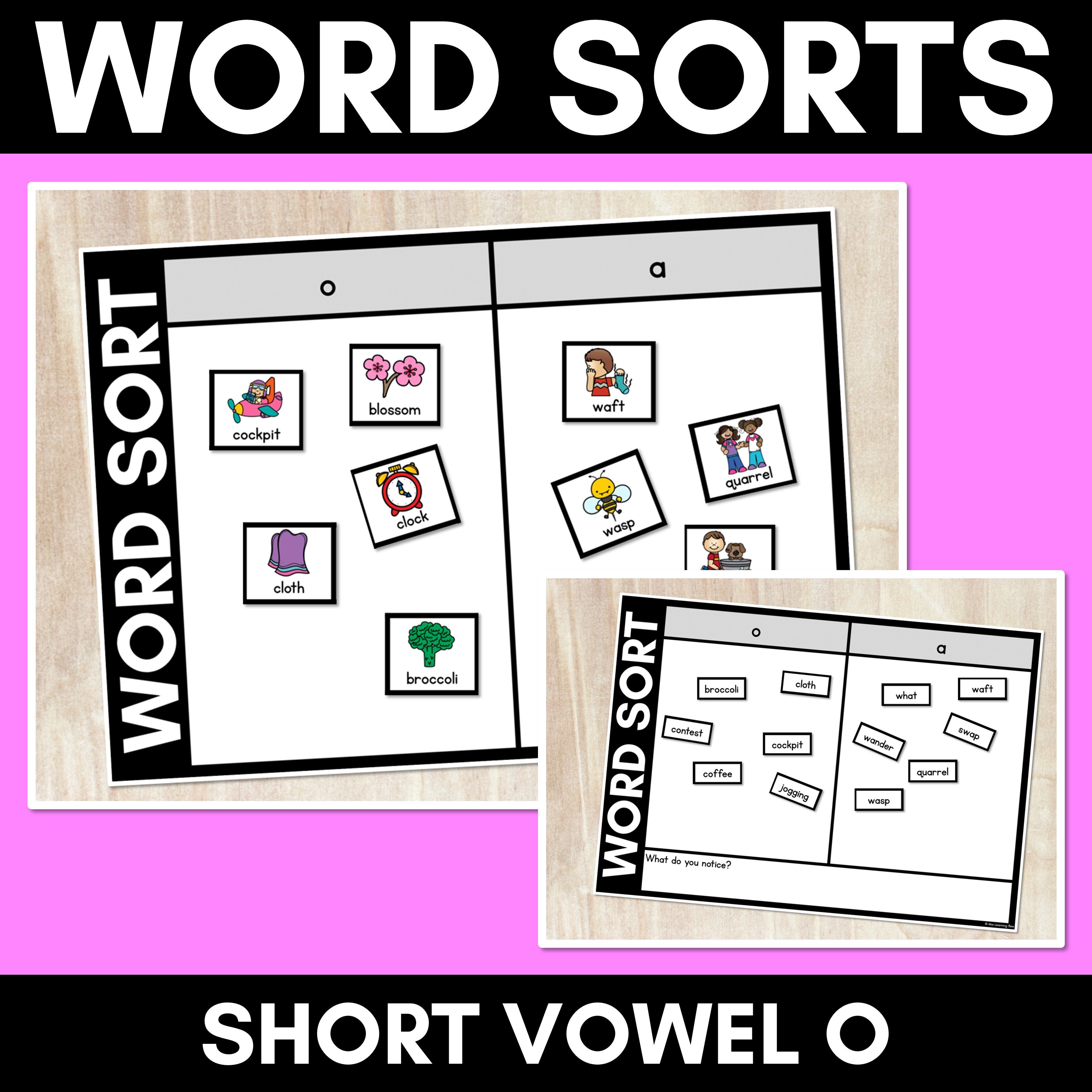 SHORT VOWEL O WORD SORT - Mrs Learning Bee