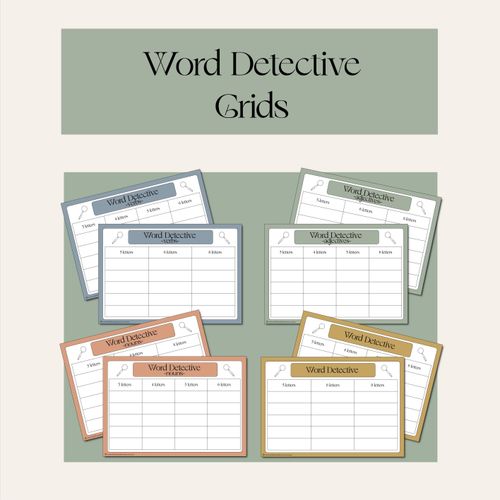 Word Detective Grids- Nouns, Verbs, Adjectives - Mrs Learning Bee