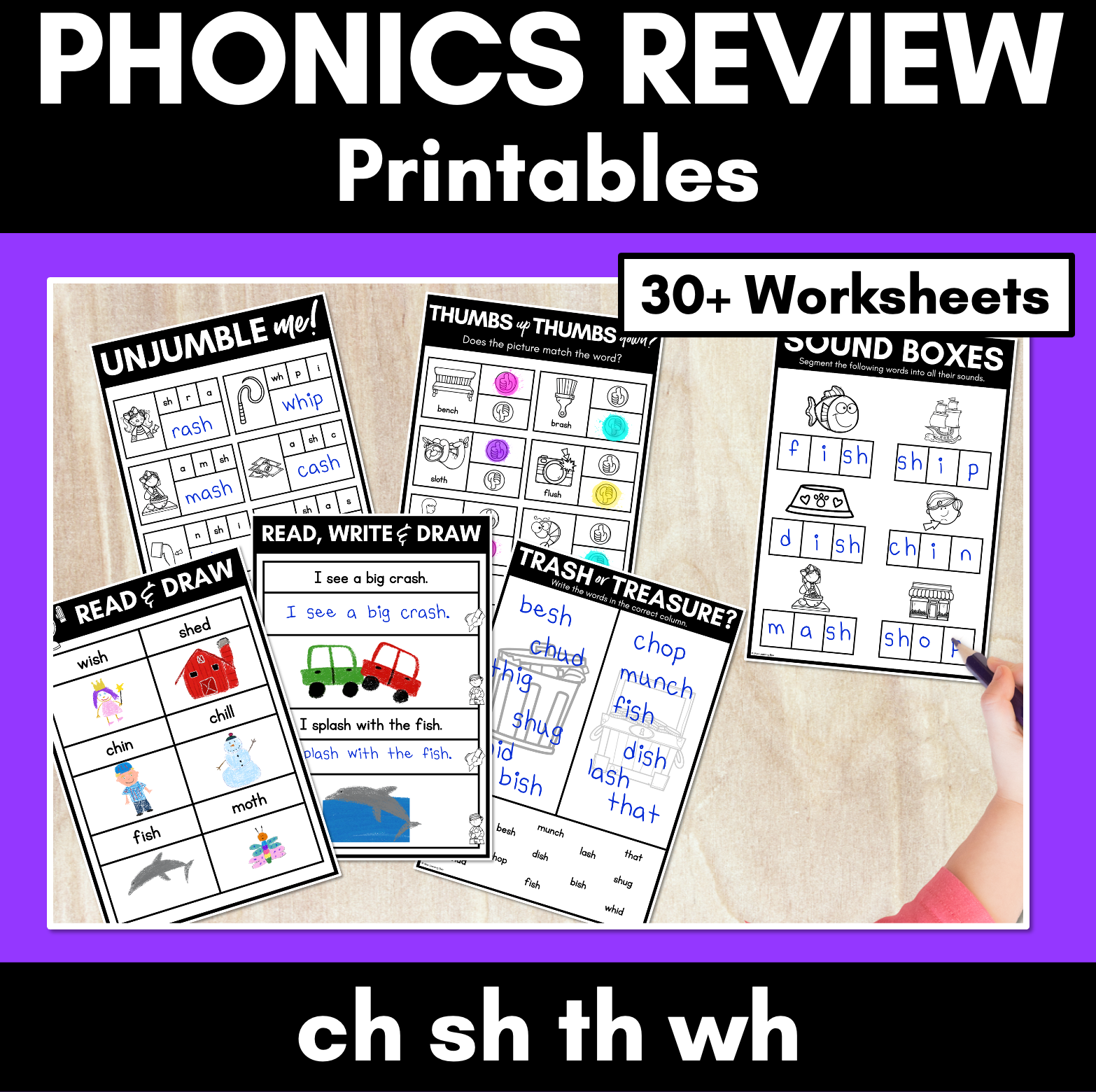 CH SH TH WH Worksheets - PHONICS REVIEW for Consonant Digraphs - Mrs ...