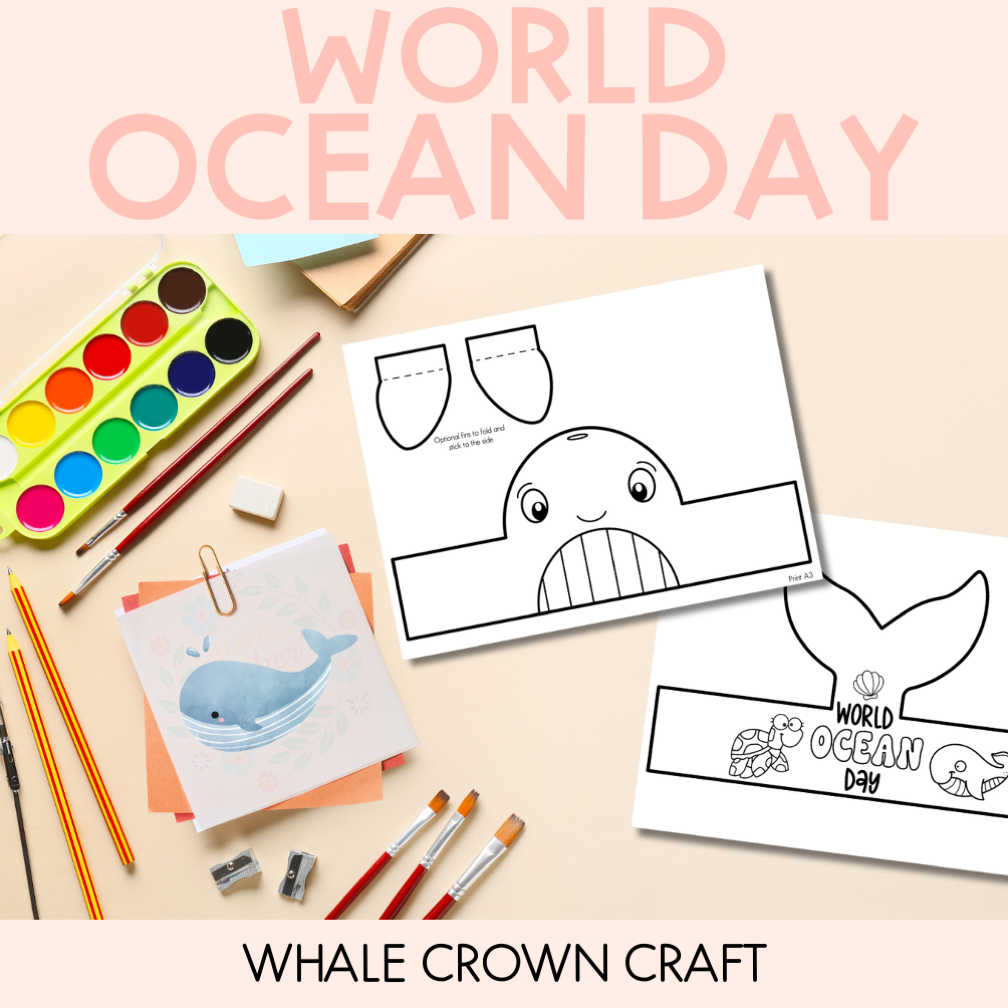 Whale Crown Craft - World Ocean Day Craft - Mrs Learning Bee