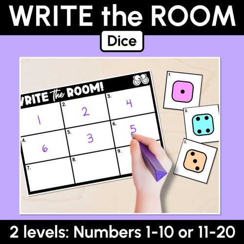 WRITE THE ROOM - Dice - Numbers 1-10 or 11-20 - Mrs Learning Bee