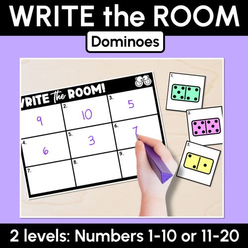 WRITE THE ROOM - Dominoes - Numbers 1-10 or 11-20 - Mrs Learning Bee