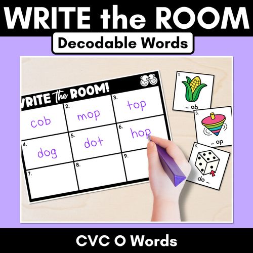 WRITE THE ROOM - Decodable Words Phonics Activity - CVC O Words