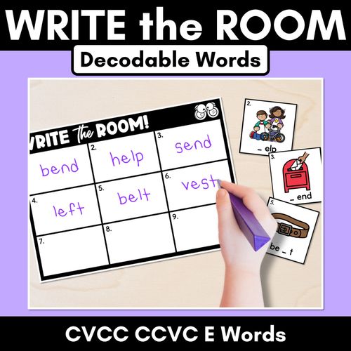 WRITE THE ROOM - Decodable Words Phonics Activity - CVCC CCVC Short E ...