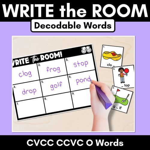WRITE THE ROOM - Decodable Words Phonics Activity - CVCC CCVC Short O ...