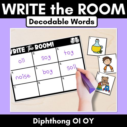 WRITE THE ROOM - Decodable Words Phonics Activity - Diphthong OI OY Words